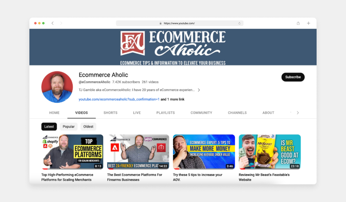 Best ecommerce YouTube Channels for 2023 / Grinteq